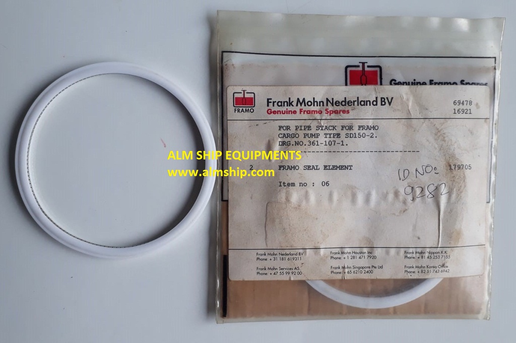 SEAL ELEMENT ID 179705/9282 FRAMO SD125/SD150 | ALM SHIP EQUIPMENTS